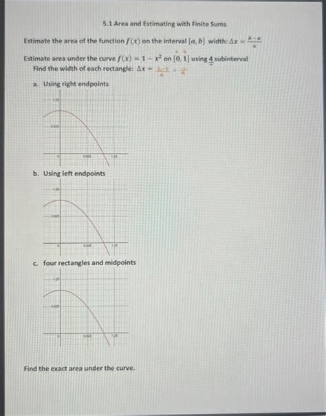 Solved 51 Area And Estimating With Finite Sums Estimate The