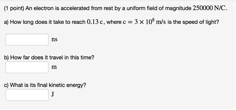 Solved An Electron Is Accelerated From Rest By A Uniform