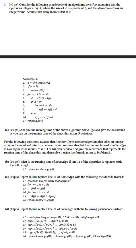 Solved Consider The Following Pseudocode Of An Algorithm