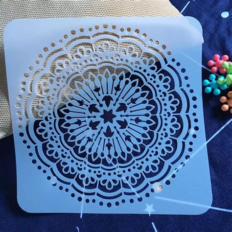 대형 원형 꽃 만다라 Diy 스텐실 그림 스크랩북 색칠 조각 앨범 장식 템플릿 스텐실 A 30x30 Cm 그림 공급 및 벽 치료