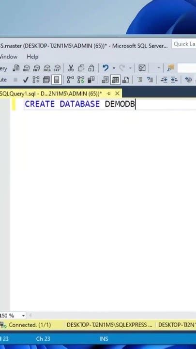 Create Database In Microsoft Sql Server Ytshorts Viral Viralvideo Database Mssql Microsoft