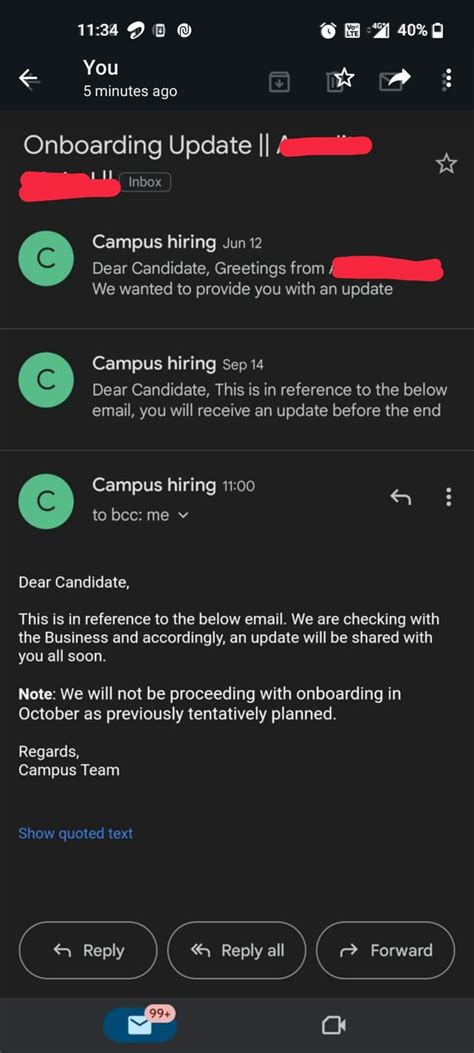 Recieved Another Onboarding Update Email From The Company R