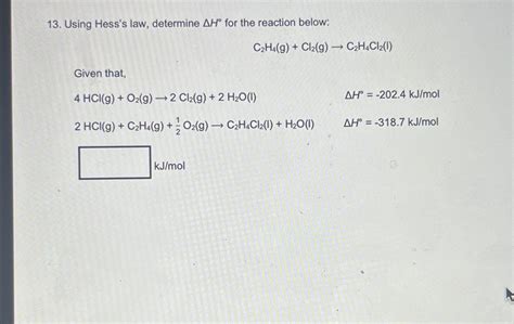 Solved Using Hess s law determine ΔH for the reaction Chegg