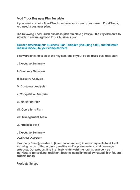 35 Free Printable Food Truck Business Plan Templates Pdf