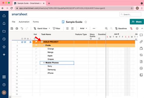 how to add a subtask in smartsheet