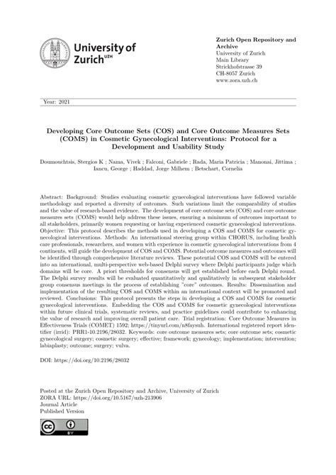 Pdf Developing Core Outcome Sets Cos And Core Outcome Measures Sets Coms In Cosmetic