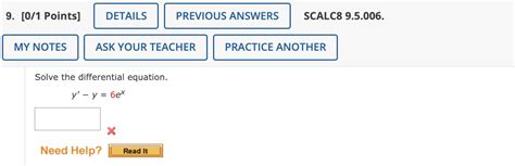 Solved 9 01 Points Solve The Differential Equation
