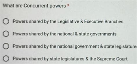[answered] What Are Concurrent Powers O Powers Shared By The Kunduz