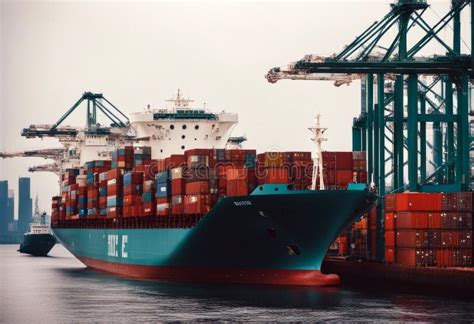 Industrial Commercial Container Import Use Export Ships Generative