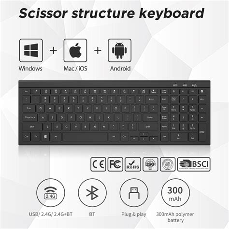 Factory Scissor Structure Keyboard With Super Long Life X Structure Slim Keyboards 24g Bt 50