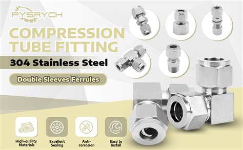 Pysrych 304 Stainless Steel Compression Tube Fitting 90 Degree Elbow