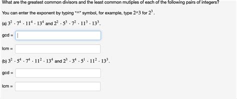Solved What Are The Greatest Common Divisors And The Least