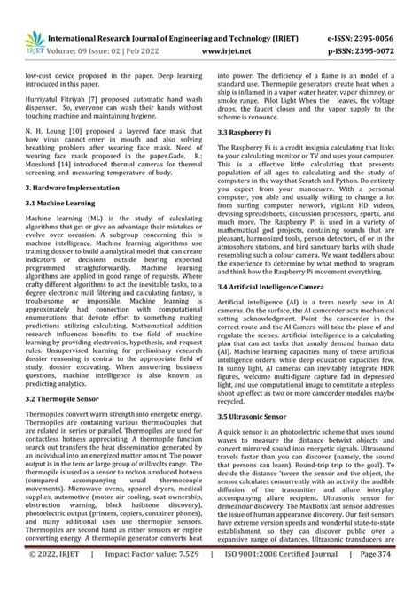 Review On Ai Based Mask Detection With Temperature Sensing And Uv Hand Sanitization Based Entry