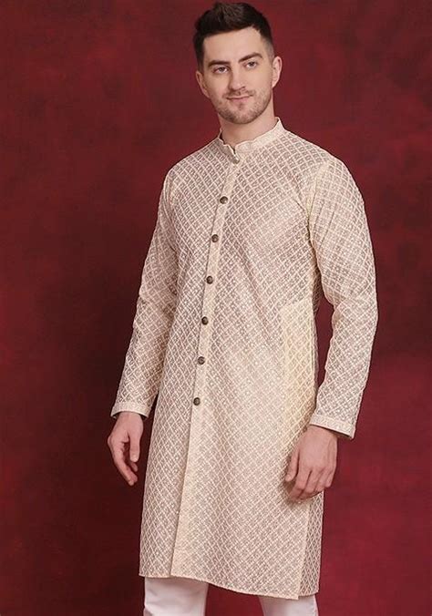 Buy Golden Embroidered Silk Blend Kurta For Men Xms01825 3 Months
