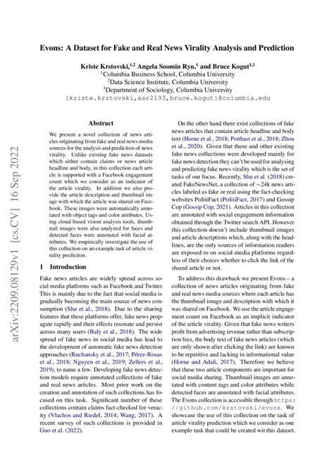 Evons A Dataset For Fake And Real News Virality Analysis And Prediction Deepai