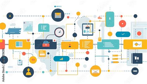 See A Flat Design Of A Project Management Workflow Diagram Ilustração Do Stock Adobe Stock