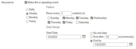 calculate active days in recurring sharepoint calendar microsoft
