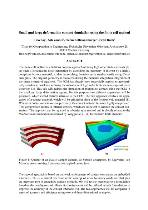 Pdf Small And Large Deformation Contact Simulation Using The Finite Cell Method