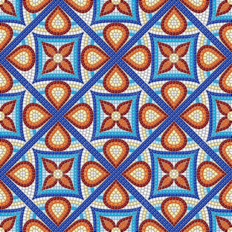 Ancient Mosaic Ceramic Tile Pattern Background Geometric Old Tessellation Background Image