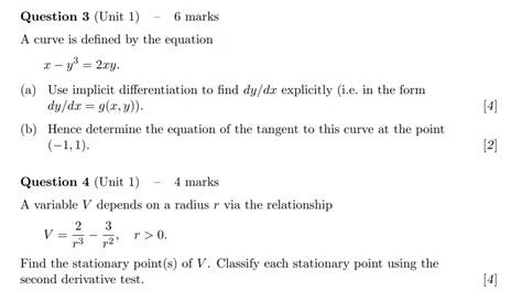 Solved Question Unit Marks A Curve Is Defined By Chegg