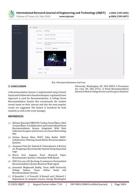 Irjet College Event Recommendation System Using Log Based Count Method Pdf Operating