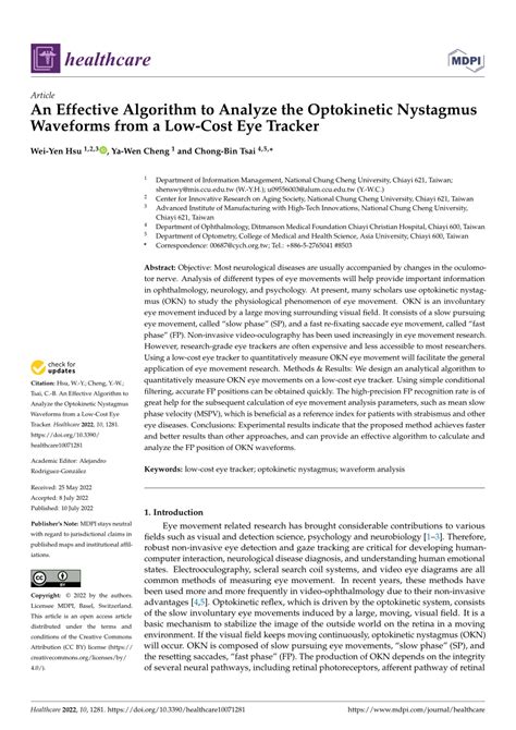 Pdf An Effective Algorithm To Analyze The Optokinetic Nystagmus