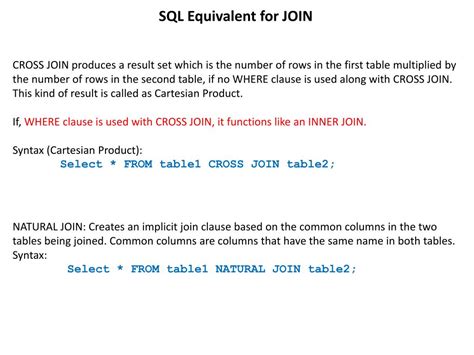 PPT SQL Equivalent For JOIN PowerPoint Presentation Free Download ID 4088853