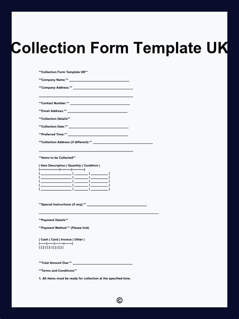 Collection Form Template Uk
