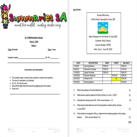 Grade 10 Mathematical Literacy Math Lit June Paper 1 And Memo 2024 1 Classroom101