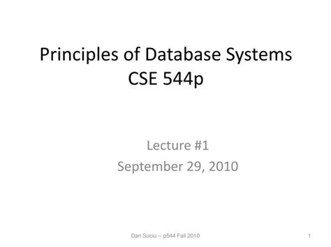 Ppt Principles Of Database Systems Cse 544p Powerpoint Presentation