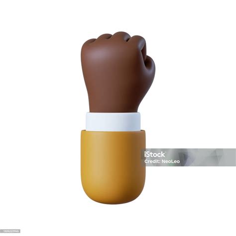 3d 일러스트레이션 아프리카 계 미국인 만화 캐릭터 손 주먹 제스처 강도 아이콘입니다 흰색 배경에 고립 된 싸움 또는 항의 클립 아트 3차원 형태에 대한 스톡 사진 및 기타