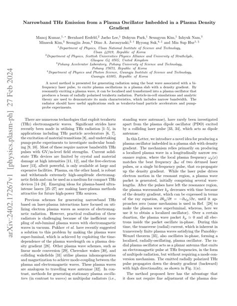 Pdf Narrowband Thz Emission From A Plasma Oscillator Imbedded In A