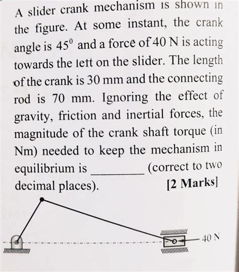 Solved A Slider Crank Mechanism Is Shown In The Figure At Chegg