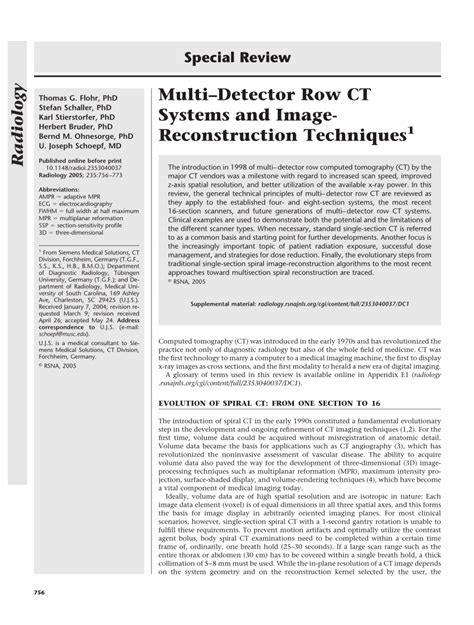 Pdf Multidetector Row Ct Systems And Image Reconstruction Techniques1