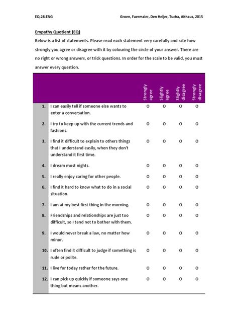 Eq And Sq R Questionnaire Download Free Pdf Empathy Thought