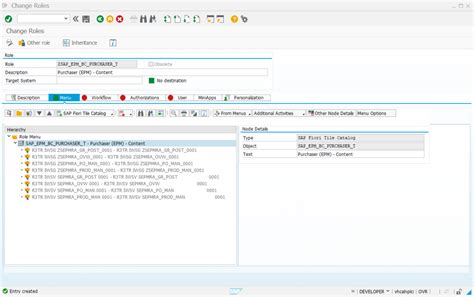 create a fiori role sap security pages