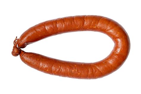 Smoked Sausage Ring On A White Background Premium Psd