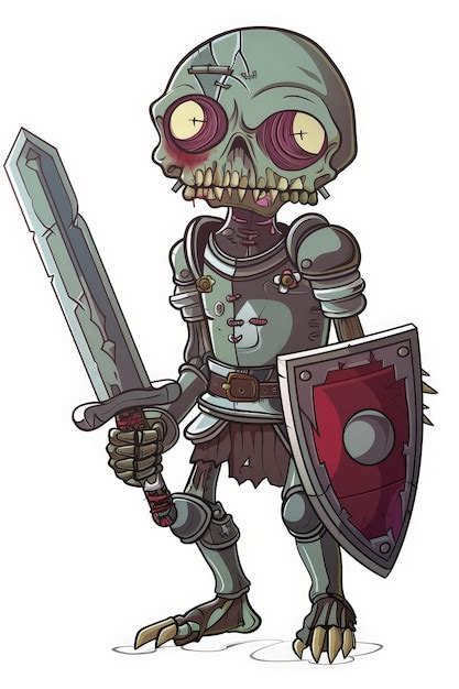 Premium Vector A Skeleton Is Holding A Sword And Shield
