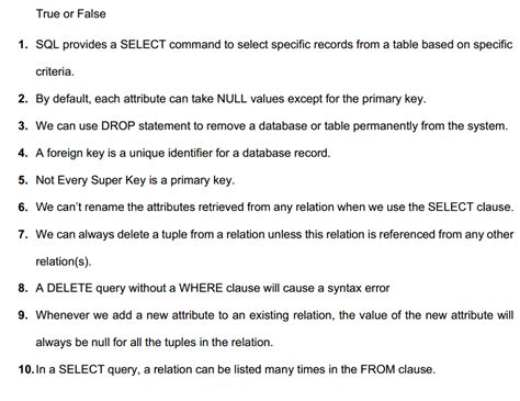 Solved True Or False 1 Sql Provides A Select Command To