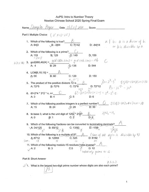 Aops Number Theory Final Exam « Li Lijia 李立佳