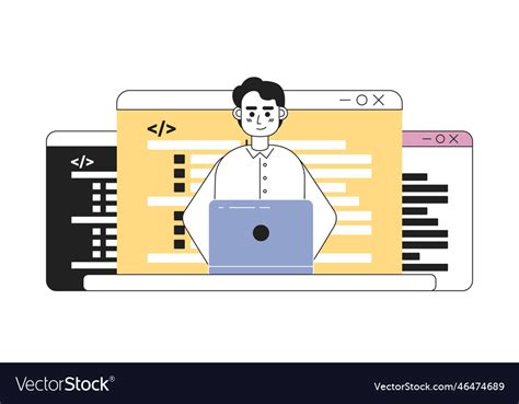 Coding Career Line Concept Spot Royalty Free Vector Image