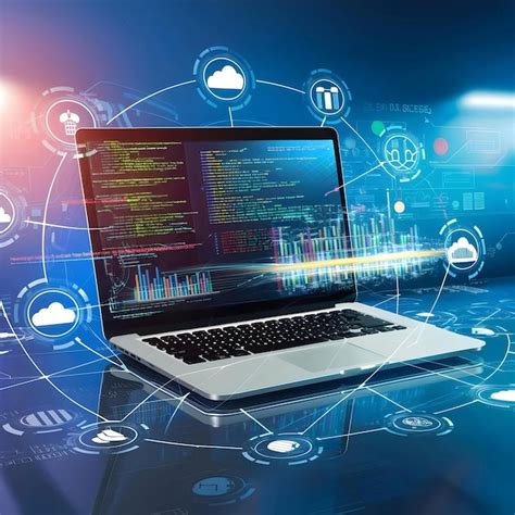 digital workflow and data visualization premium ai generated image