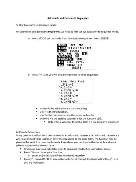 Calculator Arithmetic Geometric Series Sequences Recursive Summation Pdf Summation