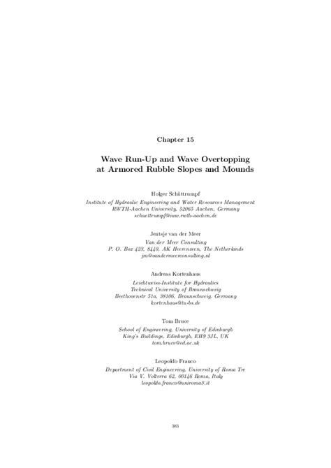 Pdf Wave Run Up And Wave Overtopping At Armored Rubble Slopes And Mounds