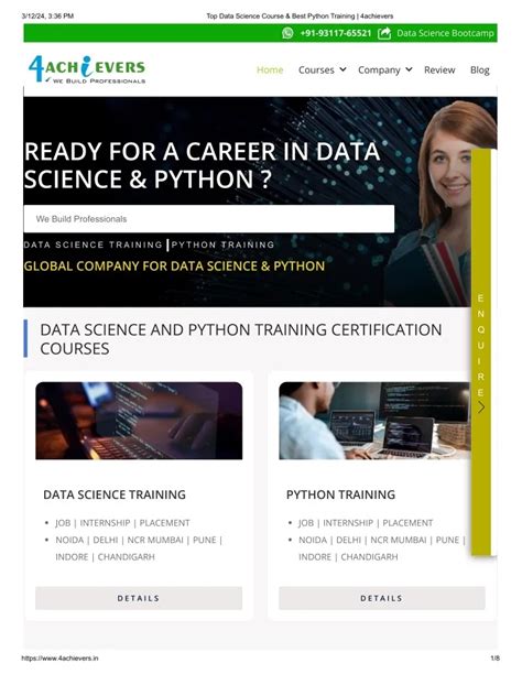 Ppt Data Science With Python Course 4achievers Powerpoint