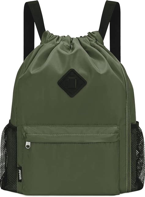 Wandf Drawstring Backpack Sports Gym Bag With Shoes Compartment Water