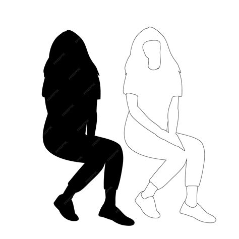 Premium Vector Silhouette Outline Sits