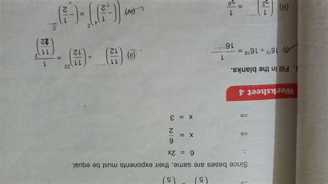 Since Bases Are Same Their Exponents Must Be Equal 6 2xx 26 X 3 Wor