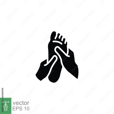 Foot Massage Icon Simple Solid Style Reflexology Human Toe Leg