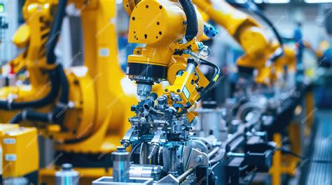 Advanced Robotic Arms Assembling Machinery Components In Industrial Automation Facility